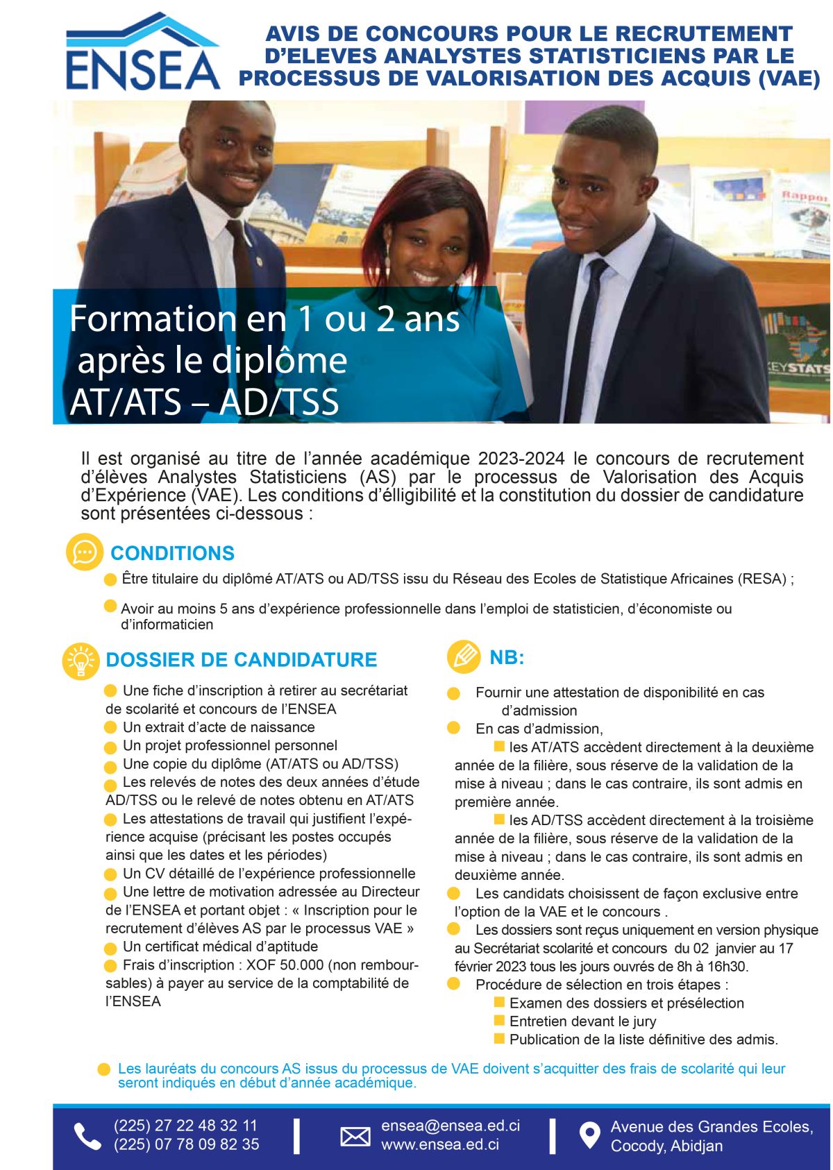 Avis de Concours pour le Recrutement d'Etudiants Analystes ...